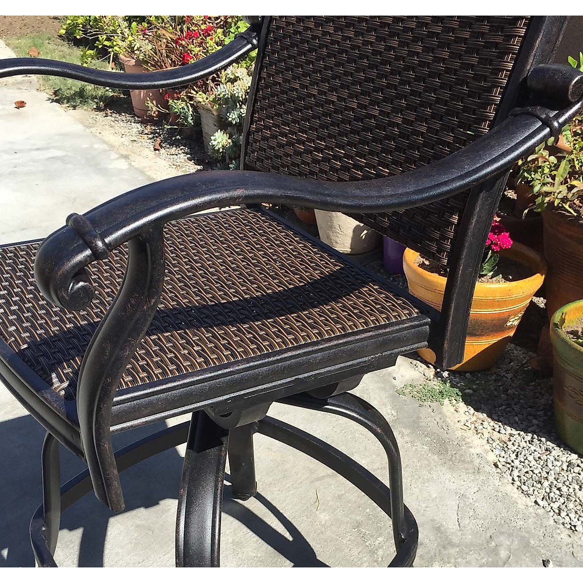 Patio Bar Stool Set of 4 Swivel Outdoor Santa Clara Cast Aluminum Furniture Dark Bronze