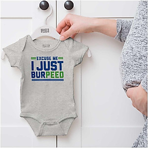 Brisco Brands Excuse Me I Just Burpeed Workout Baby Romper Boys or Girls Heather 6 Months