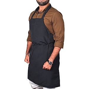 Utopia Wear Chef Kitchen Bib Aprons (2-Pack, Black)