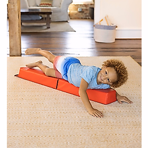 Hearthsong 4-Foot Gymnastics Balance Beam, 24 "L x 5"W x 4"H, Red, 2-Piece Lightweight Foam, Hook and Loop Connectors, Non-Slip Surface, Ages 3 and Up