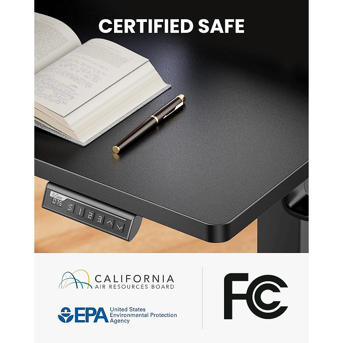 ErGear Electric Standing Desk with Double Drawers, 55x28 Inches Adjustable Height Sit Stand Up Desk, Home Office Desk Computer Workstation with Storage Shelf, Black