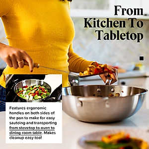 Willow & Everett Wok Pan - Non-Stick Stainless Steel Stir Fry Pans With Domed Lid & Spatula - Scratch Proof Cookware For Gas, Induction Or Electric Stove