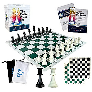 MegaChess The Perfect Chess Set Classic Heavyweight Edition - Tournament Chess Set for Kids & Adults - with Two 20” x 20” Silicone Boards, Triple Weighted Staunton Pieces, Carry Box & Bags