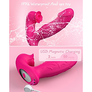 Rose Vibrator Toy for Woman,Sucking Dildo Stimulator with 9 Sucker Vibrators Modes,Remote Control G Spot Nipple Stimulation Sex Toys,Anal Plug for Adult Sex Toy for Woman Female Couples