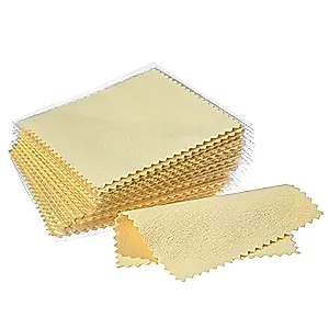 CATIFLIN 100pcs Premium Jewelry Cleaning Cloth, Silver Polishing Cloth Individually Wrapped, for Sterling Silver, Gold, Brass, Silverware, Coin, Ring, Watch and More (Yellow, 3.15" x 3.15")