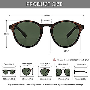 SUNGAIT Women's Classic Vintage Round Polarized Sunglasses Retro Style UV400(Amber Frame(Matte Finish)/Green Lens) K166HUPOKMOLV