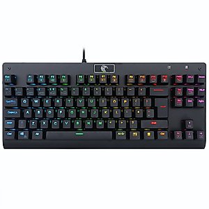 HUO JI E-Element Mechanical Eagle Z-77 Programable RGB Backlit Mechanical Gaming Keyboard with DIY Blue Switches, 88 Keys Anti-Ghosting,UK Layout, Black