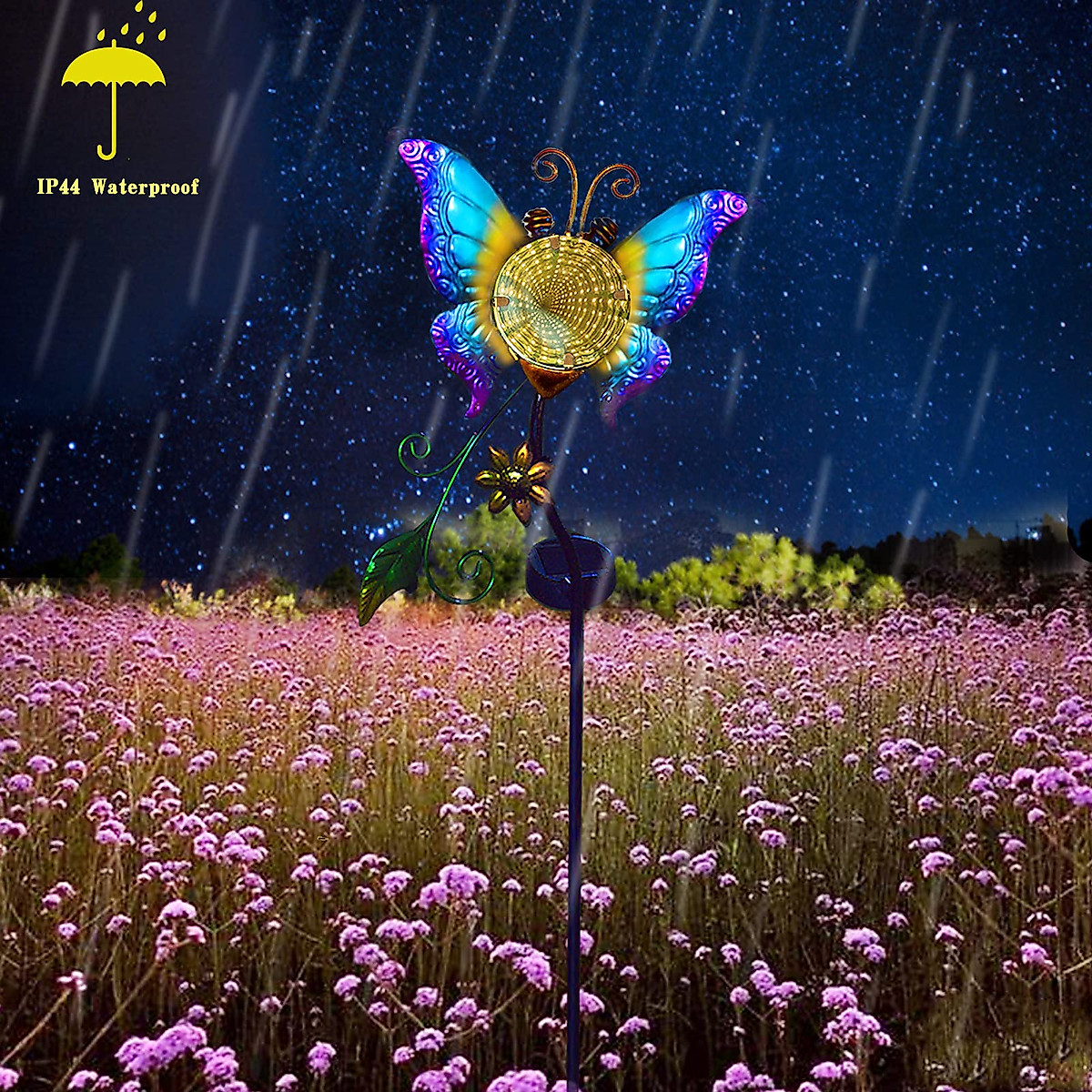 KUBILIGHT Garden Solar Lights Outdoor Decorative - Solar Butterfly Lights Garden Decor, Solar Stake Lights, Waterproof Butterfly Tunnel Lighting for Outside Patio Lawn Yard Decorations