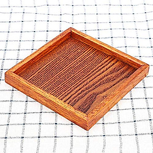 Tea Tray Wood Small Portable Square Shape Solid Wood Tea Coffee Snack Food Dinning Serving Tray Plate(12.5 x 12.5 x 2cm / 4.92 x 4.92 x 0.78 inch)