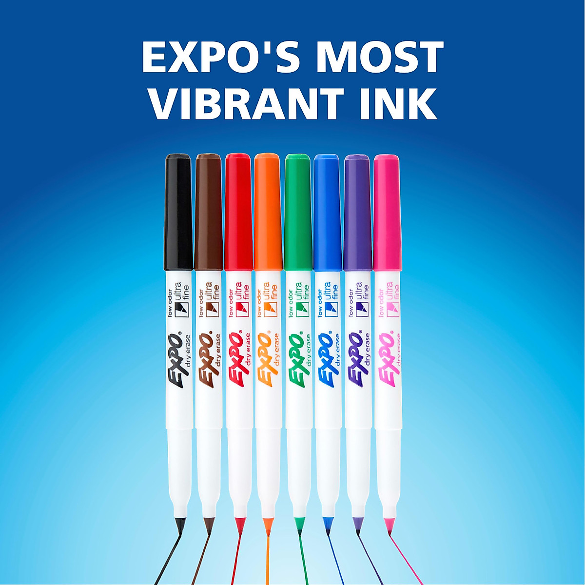 EXPO Low Odor Dry Erase Markers, Ultra-Fine Tip, Black, 4 Count