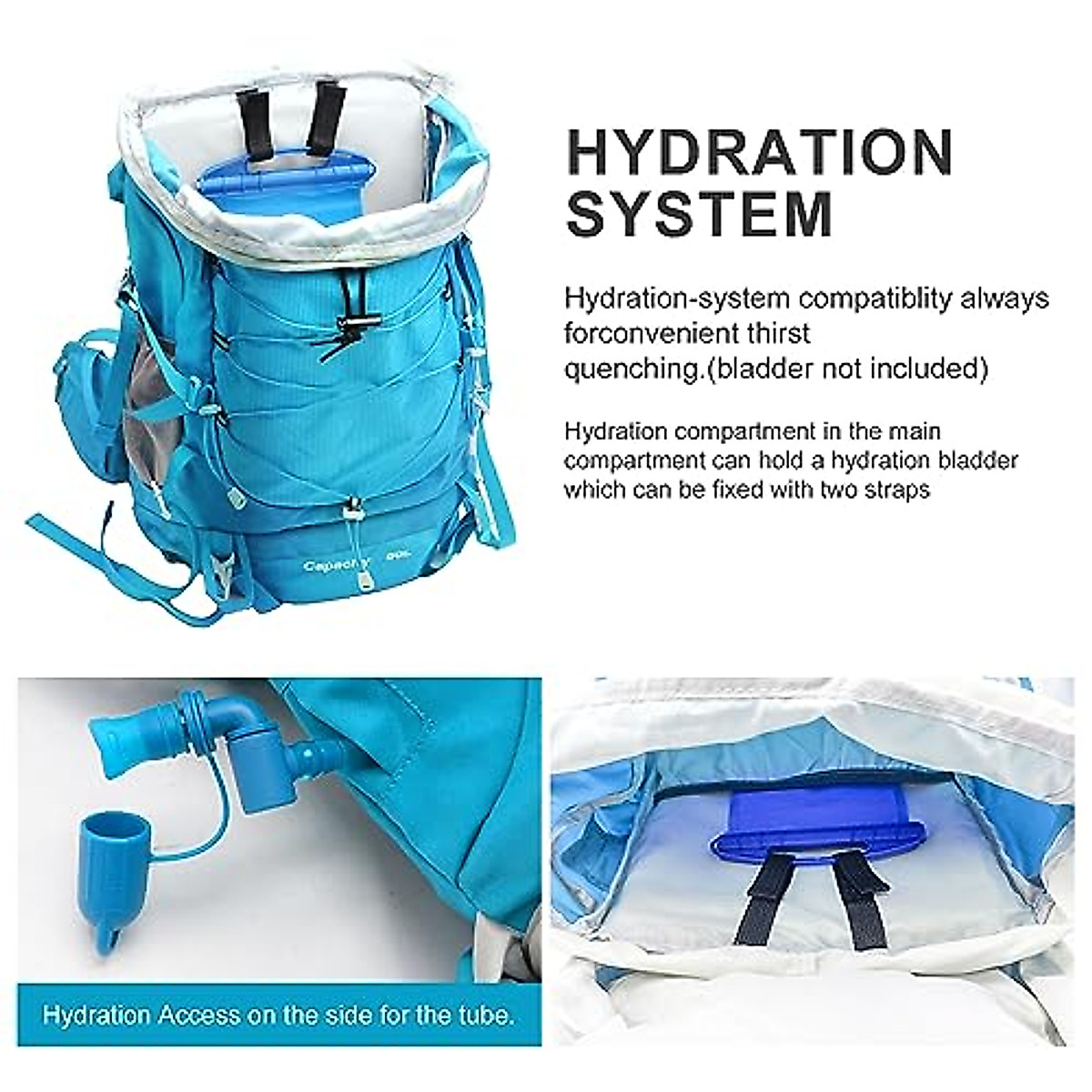 WTVIDAS 50L Lightweight Hiking Backpack for Women and Men with Rain Cover,Outdoor Sport Travel Daypack for Climbing Touring(lake blue)