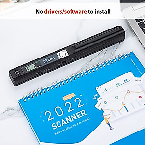 Portable Scanner 900 DPI A4 Document Scanner Handheld for Business, Photo, Picture, Receipts, JPG/PDF Format Selection, Support Micro SD (Not Included) Card, Include a Pair of AA Batteries