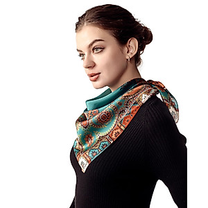 PoeticEHome 100% Pure Mulberry Silk Square Scarf 27"x27" Women Neckerchief Headscarf Gift Packed