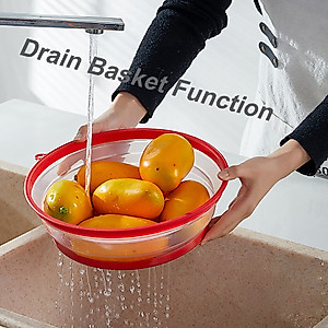 Vishui Upgraded Collapsible Microwave Lid, Vented Microwave Splatter Cover, Vegetable Fruit Cleaning Basket, 10.5 inches with Hook Hole, Multi-function Kitchen Gadget, BPA Free, Dishwasher Safe