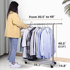 MISSLO Short Clothing Racks for Hanging Clothes with Bottom Shelves and Wheels Heavy Duty Rolling Clothes Rack Kids Clothing Rack for Adult Coat, Closet, Wardrobe