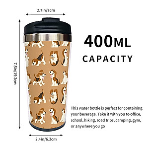 Yipaidel Beagle Dog Cartoon Travel Coffee Cup for Women, Stainless Steel Mug for Birthday Mother's Day Gift 14 OZ