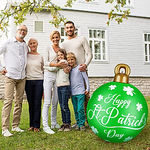 2 Pcs 32 Inch Giant PVC Inflatable Balls Saint Patrick's Day Decorated Ornament Balls Inflatable Outdoor Large Saint Patrick's Day Blow up Ball Decorations for Outside Holiday Yard Lawn Tree Decor