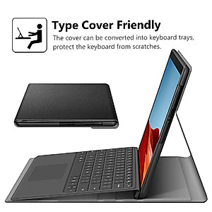 Fintie Case for Microsoft Surface Pro X (2021/2020/2019) - Soft TPU Back Protective Cover Compatible with Type Cover Keyboard for 13 Inch New Surface Pro X (SQ1/SQ2), Black