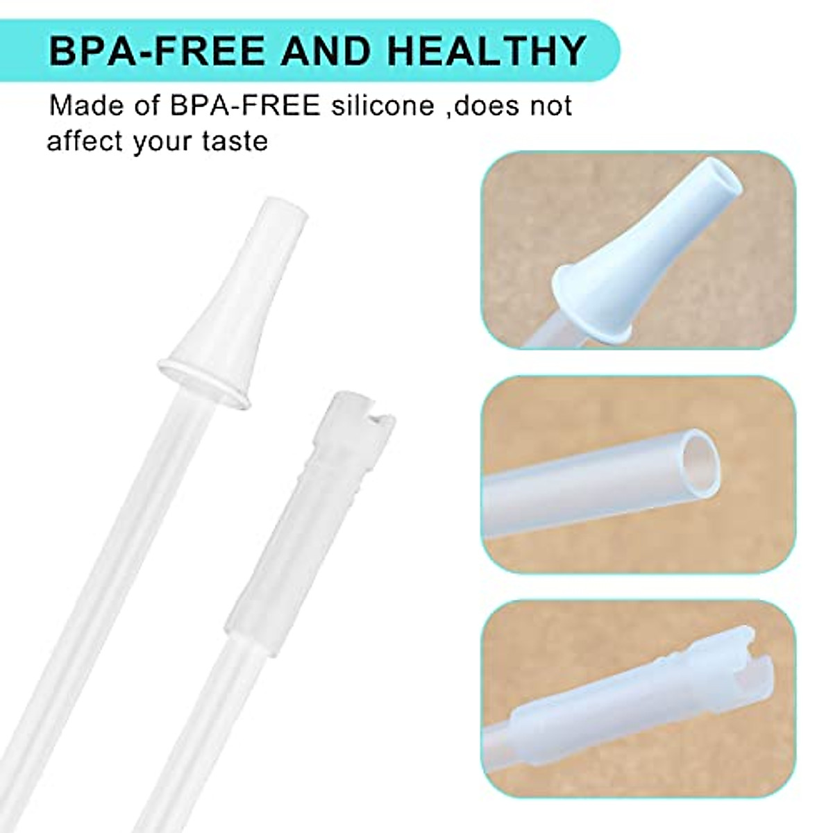 8-pack Replacement Straws for 1/Half Gallon Water Bottle (64 oz/ 128 oz Jug),Reusable Silicone Straw Cut Short to Fit any Big Jug Bottle with Spout Lid/Cap (8 Straws+4 Cleaner Brushes)