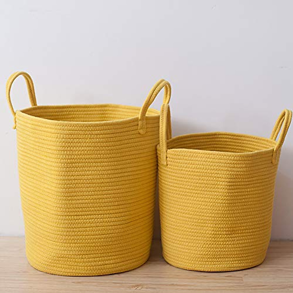 Mojesse Large Baskets for Blankets，Soft Cotton Rope Woven Storage Baskets with Strong Handles，Perfect for Nursery Laundry Basket,Kids Toy Hamper, Throw Blanket Basket for Living Room