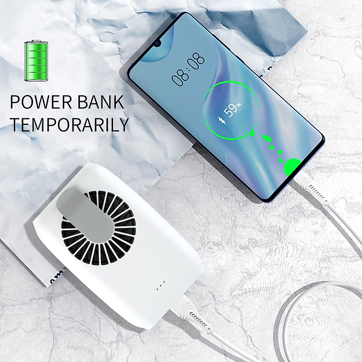 Sagekia Rechargeable Necklace Fan, Portable Neck Fan, Personal Fan Wearable, Waist Clip Fan, Completely Free Hands, Perfect for Outdoor Work/Travel/Camping/Fishing/Sports/Farm