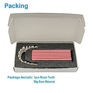 Denture Material Kit for Repair Missing Teeth or DIY Full Denture Fake Teeth (Gum Material and Resin Teeth)