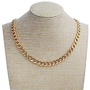 Gold Chain, 24" Gold Necklace, Fake Gold Chain for Men, Feel Real Solid 18k Gold Plated Fake Chain Necklace 24 Inch 10MM