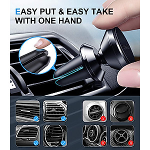 Humixx[8 Built-in Magnets Magnetic Phone Holders for Your Car [Durable ＆ Sturdy] Magnetic Phone Holder Mount for car 360° Rotation Car Vent Clip Fit for iPhone Samsung ＆ All Phones, Black