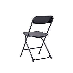 Symylife Plastic Folding Chair Portable Stackable Outdoot/Indoor Chairs with Steel Frame, for Office Wedding Party Picnic Kitchen Dining, Black-10 Pack