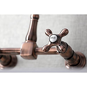 Kingston Brass KS124AXAC Heritage Bridge Kitchen Faucet, Antique Copper