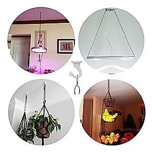OOTSR Metal Ceiling Hook, Heavy Duty Ceiling Hook and Chain Extension for Hanging Plants/Chandeliers/Clothes/Indoor & Outdoor Use, White Color, 36 inches Chain