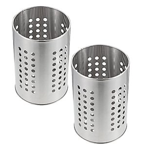 DOITOOL 2PCS Stainless Steel Kitchen Utensil Holders for Countertop Spoon Holder Silverware , Chopsticks Holder Spoon and Fork Holder for Restaurant (12 X 12 X 18CM)