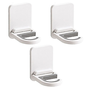 HomeSoGood 3Pcs Broom Mop Holder Wall Mount Self-Adhesive Mop Hanger Organizer Garage Kitchen Bathroom Storage Multi-Purpose Hooks(2.76inch,White)