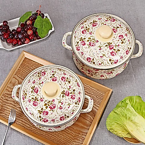 Hemoton 1pc Enamel Amphora Soup Pot Ceramic Cookware Chinese Casserole Pot Nonstick Household Stew Pot Cooking Pot for Stove Top Saucepan with Lid Practical Pot Printing Kitchen Supplies