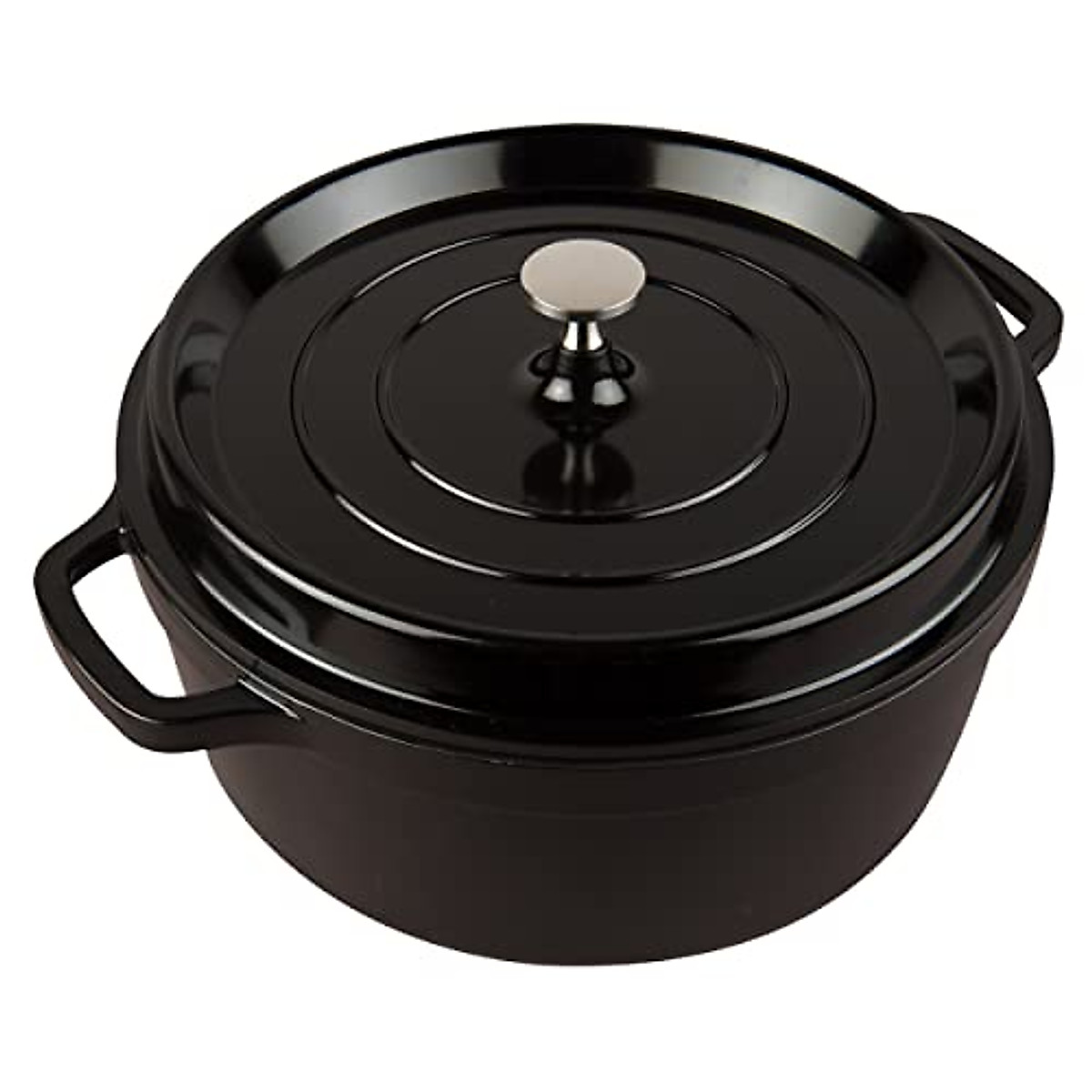 MasterPan 7 Quart Non-Stick Cast Aluminum Dutch Oven Casserole Stockpot 11", Black
