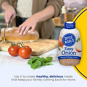 Spice World Squeezable Easy Onion – 20oz Ready-to-Use Minced Onion – Perfect for Hot Dogs, Stir Fry, Marinades, & More – Simply Squeeze the Onion Seasonings for Cooking to Add Flavor Without Tears