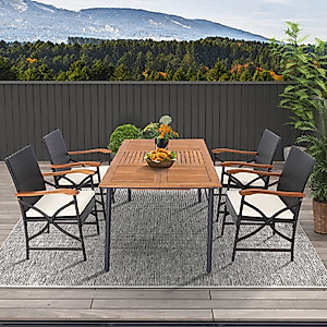 Tangkula Patio Wicker Chair Set of 2, Outdoor PE Rattan Chairs w/Soft Zippered Cushion, Heavy-Duty Metal Frame & All-Weather, for Backyard, Balcony (Set of 2, Off White)