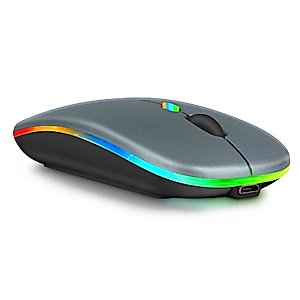 UrbanX 2.4GHz & Bluetooth Mouse, Rechargeable Wireless Mouse for Huawei nova 9 Bluetooth Wireless Mouse for Laptop/PC/Mac/Computer/Tablet/Android RGB LED Titanium