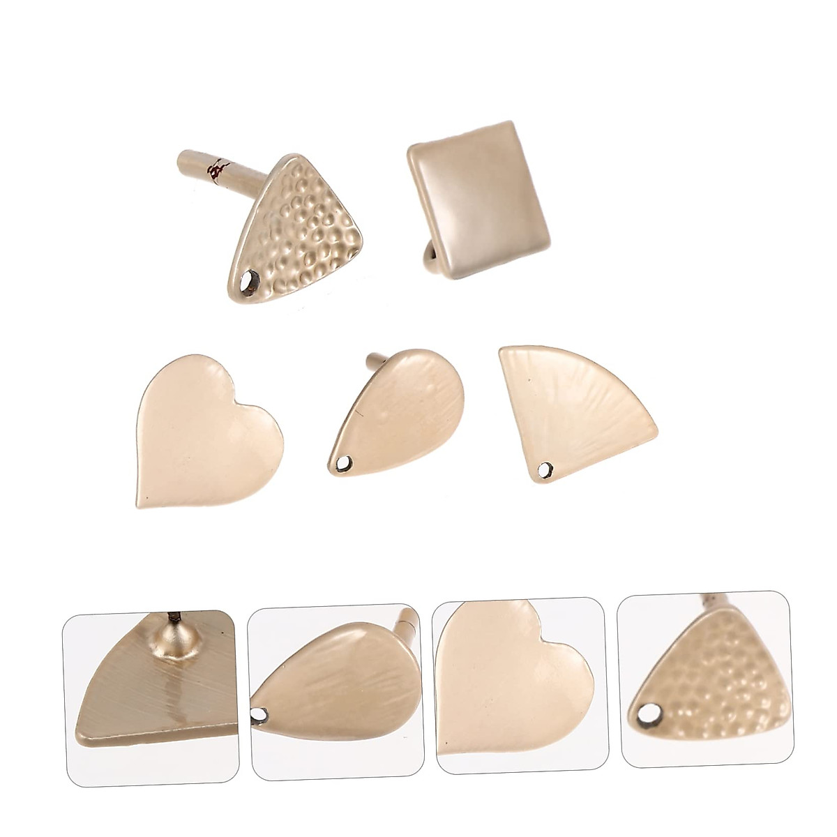 Amosfun 150 Pcs Geometric Stud Earrings Bullet Clutch Cap Earring Studs Findings Cute Earrings Aesthetic Earring Posts Golden Ear Stud Earring Pin Post Geometric Earring Alloy Flat Pendant
