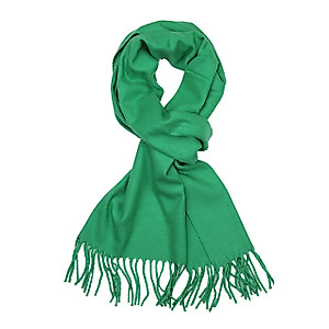 Achillea Solid Color Cashmere Feel Winter Scarf Unisex Soft & Warm Plain Scarf (Kelly Green)