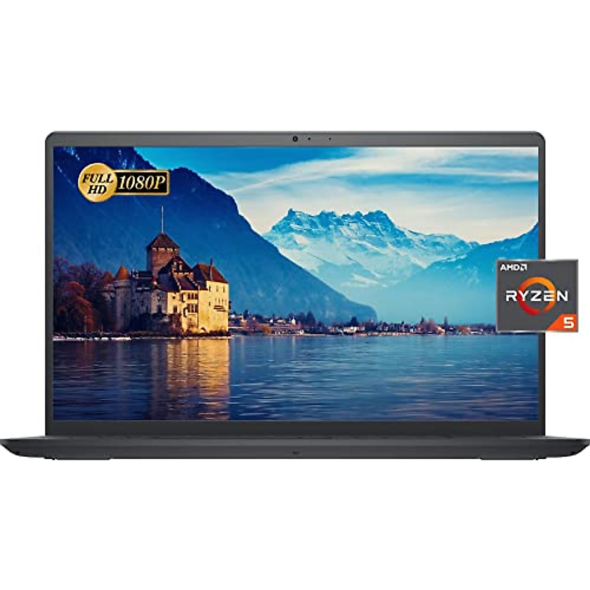 Dell Inspiron Laptop, 15.6" HD Display, AMD Ryzen 5 3450U Processor, 16GB RAM, 1TB SSD, Webcam, HDMI, SD Card Reader, Wi-Fi, Windows 11 Home, Carbon Black