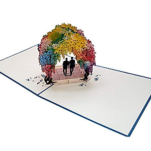 iGifts And Cards Gay Rainbow Wisteria Flower Tunnel 3D Pop Up Greeting Card - Romantic, Engagement, Anniversary, Wedding, Pride, Lovers, Grooms, LGBT