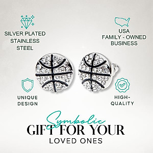 Basketball Earrings, Basketball Jewelry, Silver Basketball Stud Earrings- Basketball Gifts For Women Basketball Player, Basketball Mom, Basketball Lover, Fans