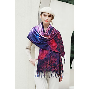 RIIQIICHY Pashmina Shawls and Wraps for Evening Dresses Fall Winter Scarfs for Women Blanket Scarf Painting Printed Scarves