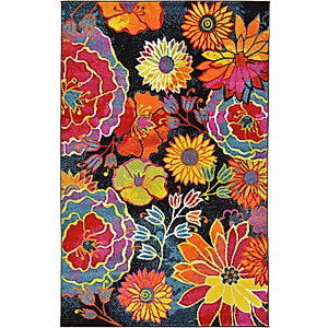 Unique Loom Lyon Collection Area Rug - Kennedy (5' 1" x 8' Rectangle, Black/ Green)