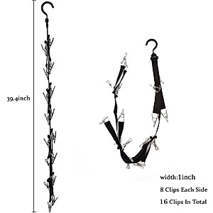 BetterJonny 2 Pack Closet Hanging Hat Organizer Rack, 16 Stainless Steel Hat Storage Clips Hat Organizer Holder for Room Closet for Men or Women Closet Hook Cap Holder(Black)