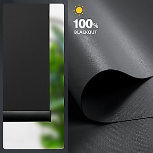 ZSTARR Motorized Smart Blind for Window with Remote Control, Automatic Blackout Roller Shade Customizable Size,with Valance Child Safety Rechargeable Battery Blinds (Full Blackout Black)