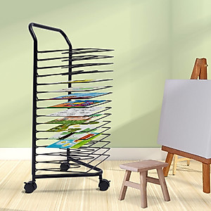 BuYouZaiLaa Art Drying Rack with Wheels for Classroom Painting Crafts 16 Shelves Metal Artwork Storage Display Rack