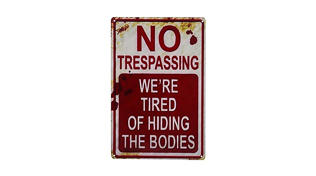Halloween Metal Tin Sign No Trespassing Funny Decoration | Retro Chic