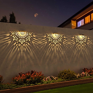 EKQ Solar Fence Lights 6 Pack Solar Deck Lights Outdoor Waterproof LED Solar Powered Step Lights Wall Lights Outdoor Decorations Warm Yellow Light Decorative Lighting for, Front Door, Backyard (Gold)